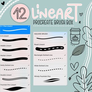 12 LINEART PROCREATE BRUSHES Fine Liners Pencils for iPad Doodling ...