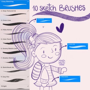 10 Sketching PROCREATE Brushes for Beginner Artists iPad Digital Art ...