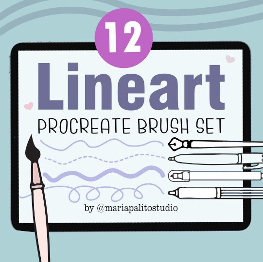 12 LINEART PROCREATE BRUSHES Fine Liners Pencils for Ipad - Etsy
