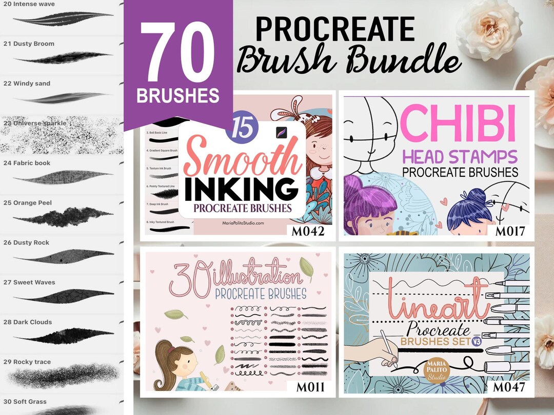 70 PROCREATE BRUSHES Bundle Illustration Drawing Brushes to Improve ...