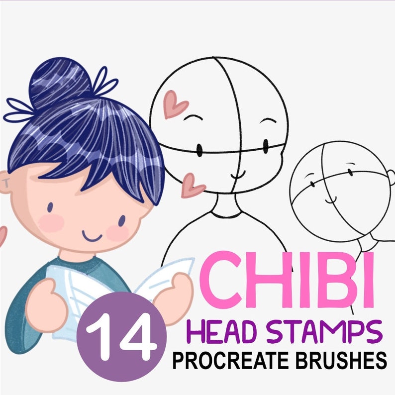 14 CHIBI HEAD Procreate Drawing BRUSHES iPad Drawing Brushes Character ...