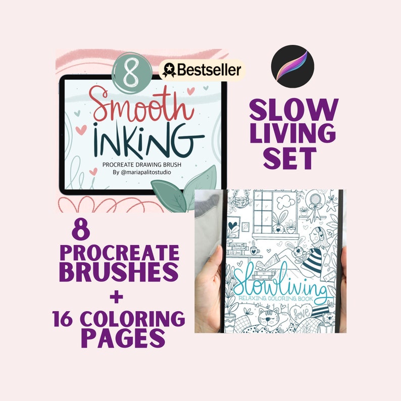Procreate Coloring Set Digital Coloring Book SLOWLIVING 8 - Etsy
