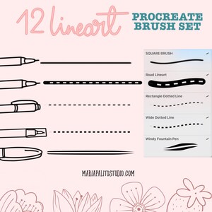 12 LINEART PROCREATE BRUSHES | Fine Liners Pencils for iPad Doodling ...