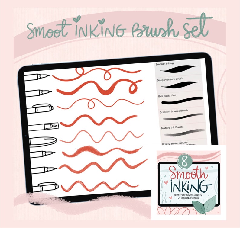 LINEART Procreate Brushes INKING Outline Digital Drawing - Etsy