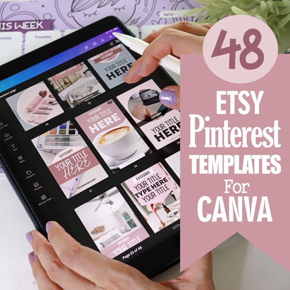 Pinterest Canva Templates Aethetic Etsy Pin Templates 48 Small Business ...