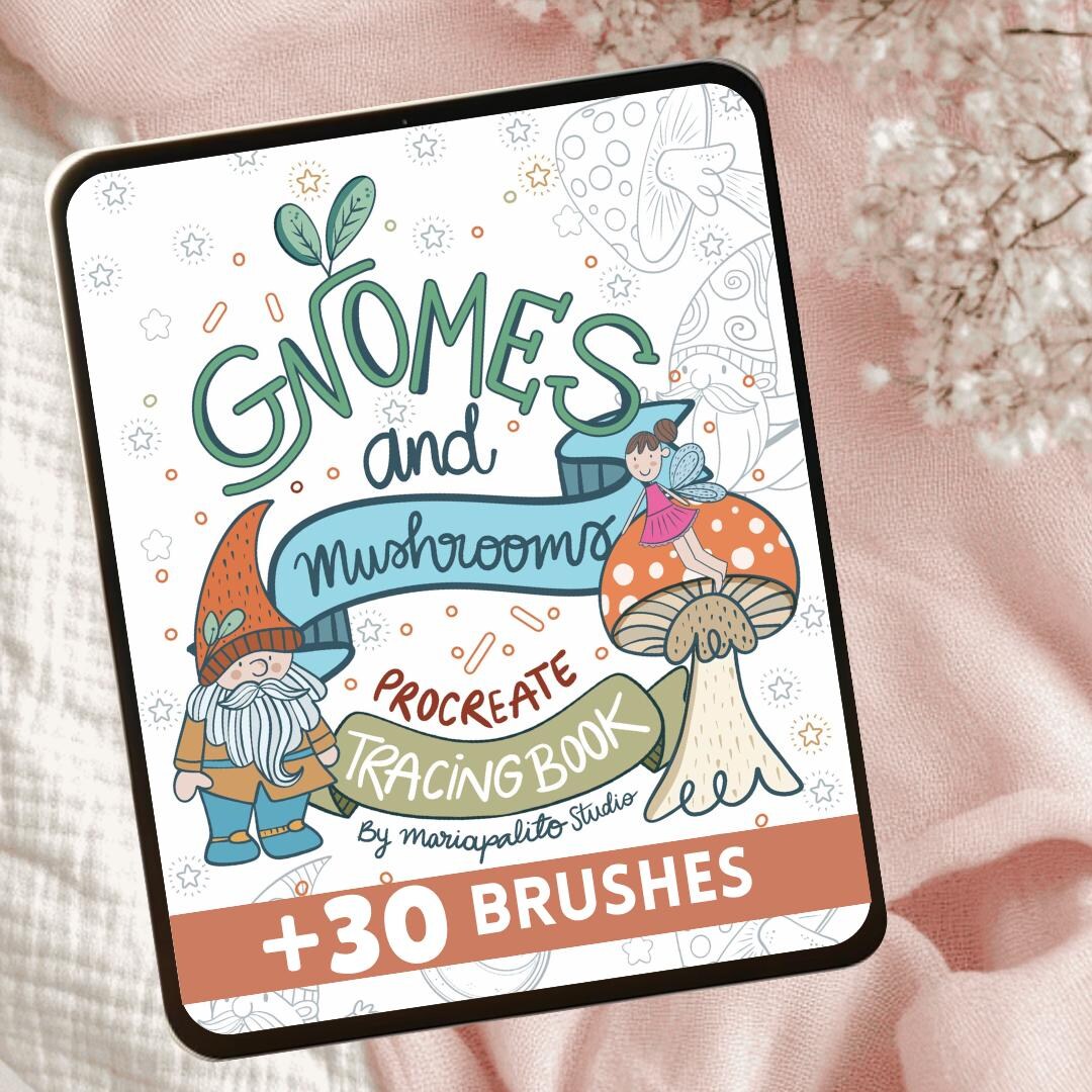Whimsical Procreate Tracing Book + 30 Procreate Brushes Bundle "gnomes ...