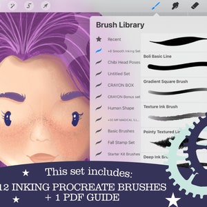 12 SMOOTH INKING Procreate Brushes for Inking Digital Art Lineart and Outline Drawing Brush Set ...