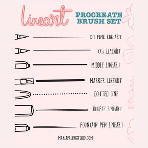 LINEART Procreate Brushes INKING Outline Digital Drawing Fine - Etsy