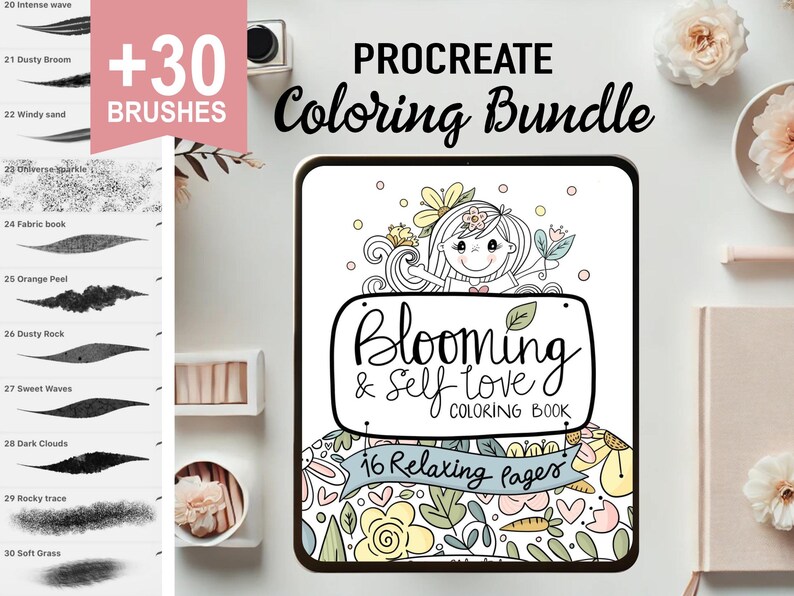Self-love Procreate Coloring Pages Beginner Bundle M001 + 30 Procreate ...