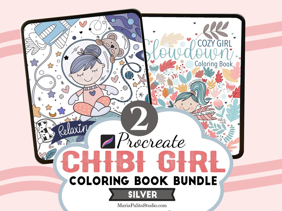 2 PROCREATE COLORING Book BUNDLE Relaxing Space + Cozy Girl Anxiety ...