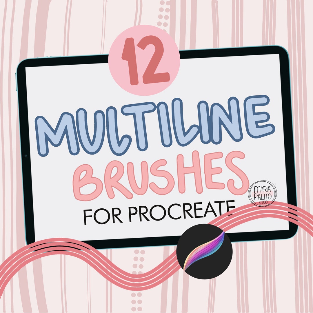 12 MULTI LINE Procreate Brushes Outline Lineart Procreate Brushes Four Line Brush Double Line ...