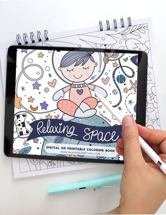RELAXING Digital Coloring Book for Adults to Print or Digital Use ...