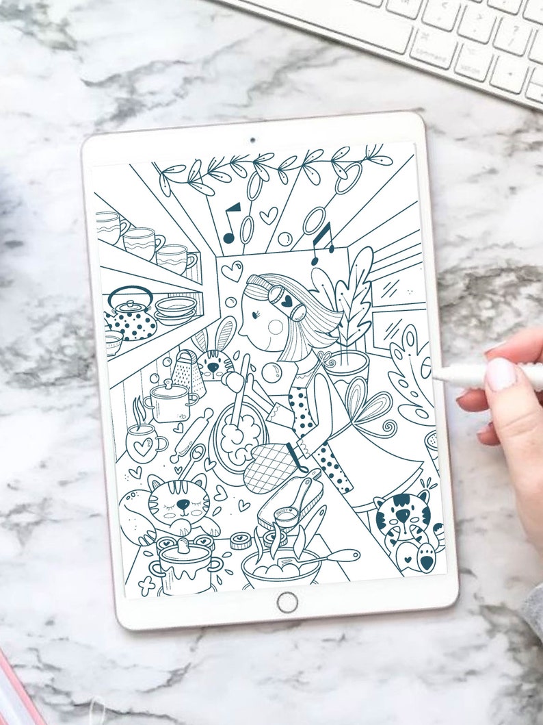 Procreate Coloring Set Digital Coloring Book SLOWLIVING 8 - Etsy