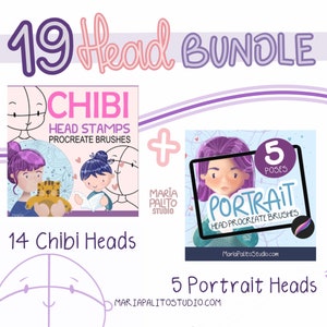 19 HEAD Procreate Cartoon Brushes, Character Drawing, Portrait Head ...