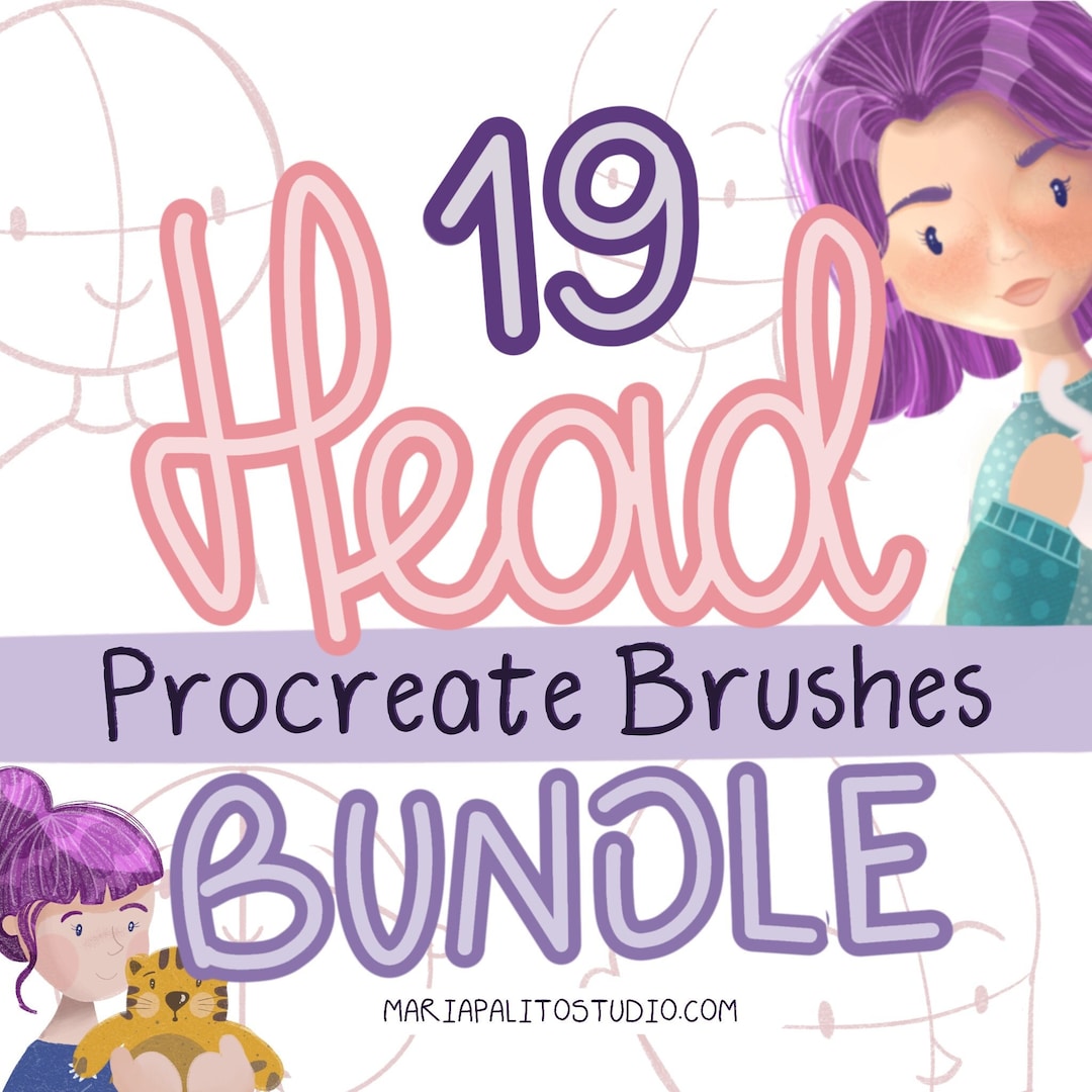 19 HEAD Procreate Cartoon Brushes, Character Drawing, Portrait Head ...