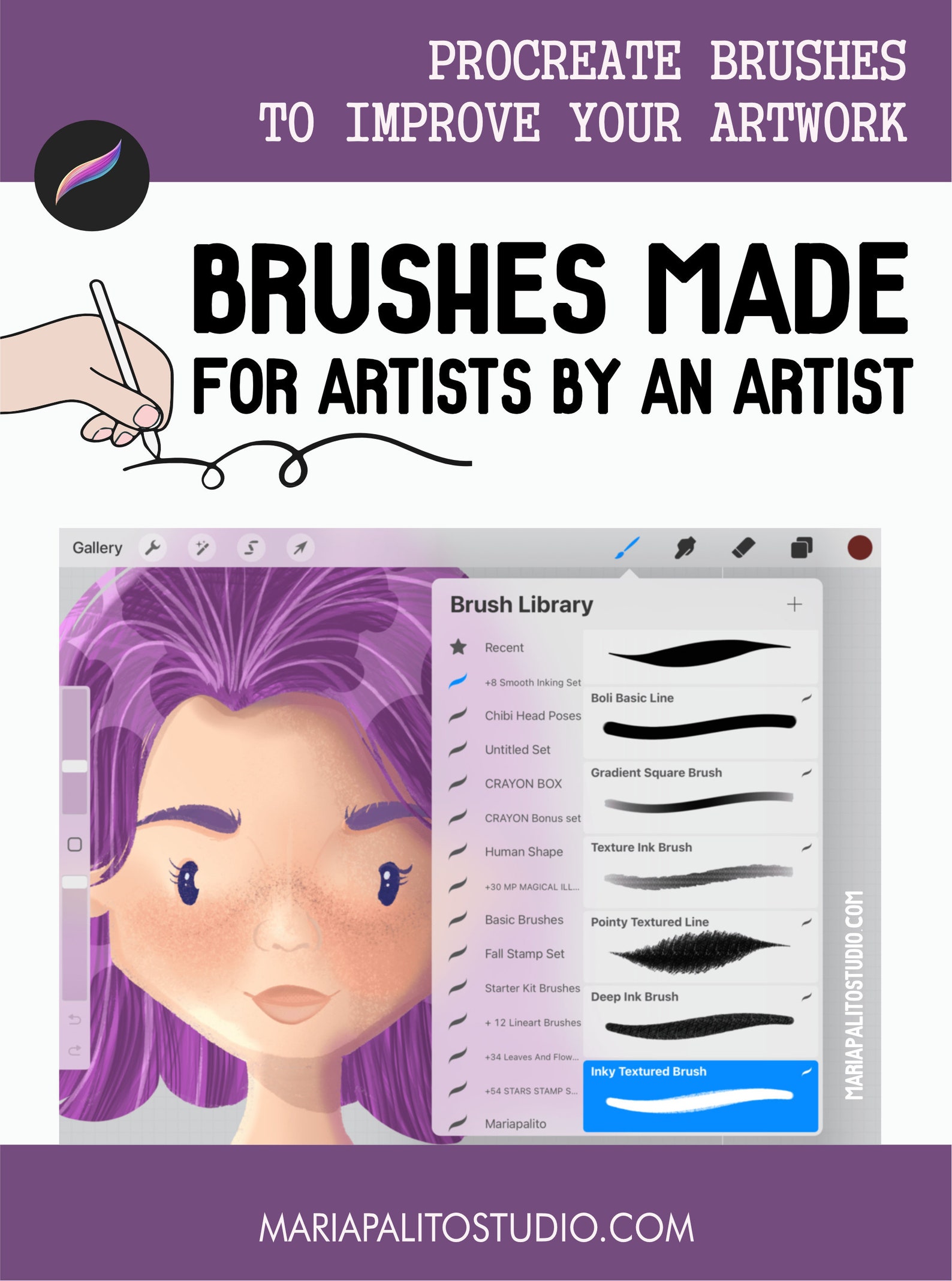 12 LINEART Procreate Brush Set iPad Brushes Ink Fineliners Monoline ...