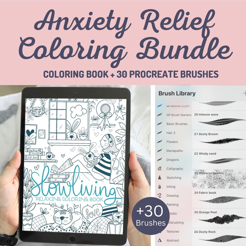 PROCREATE BUNDLE 30 Procreate Brushes Digital Coloring Book - Etsy