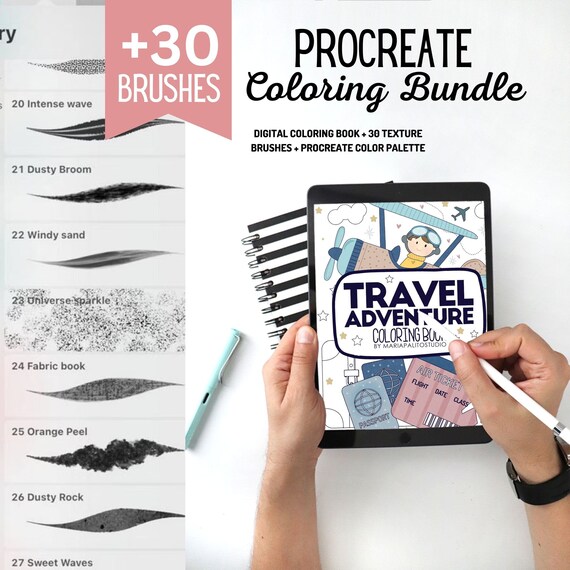 Procreate Bundle Digital Coloring Book 30 Procreate Brushes Color
