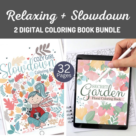 32 Detailed Digital COLORING Pages BUNDLE, 2 Digital Coloring Books ...