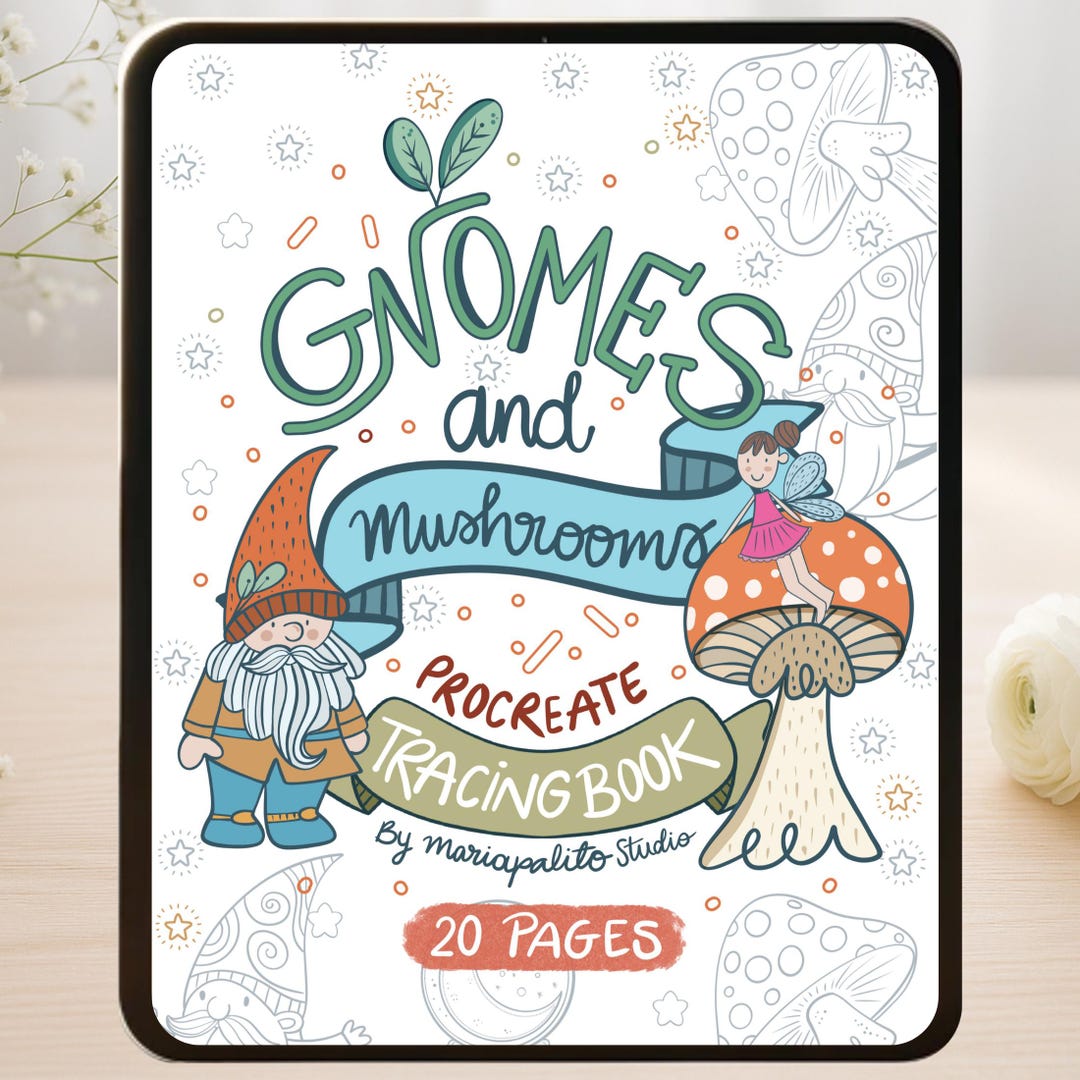Hand-drawn Procreate Gnome Tracing Book Cute Drawing Workbook for iPad ...
