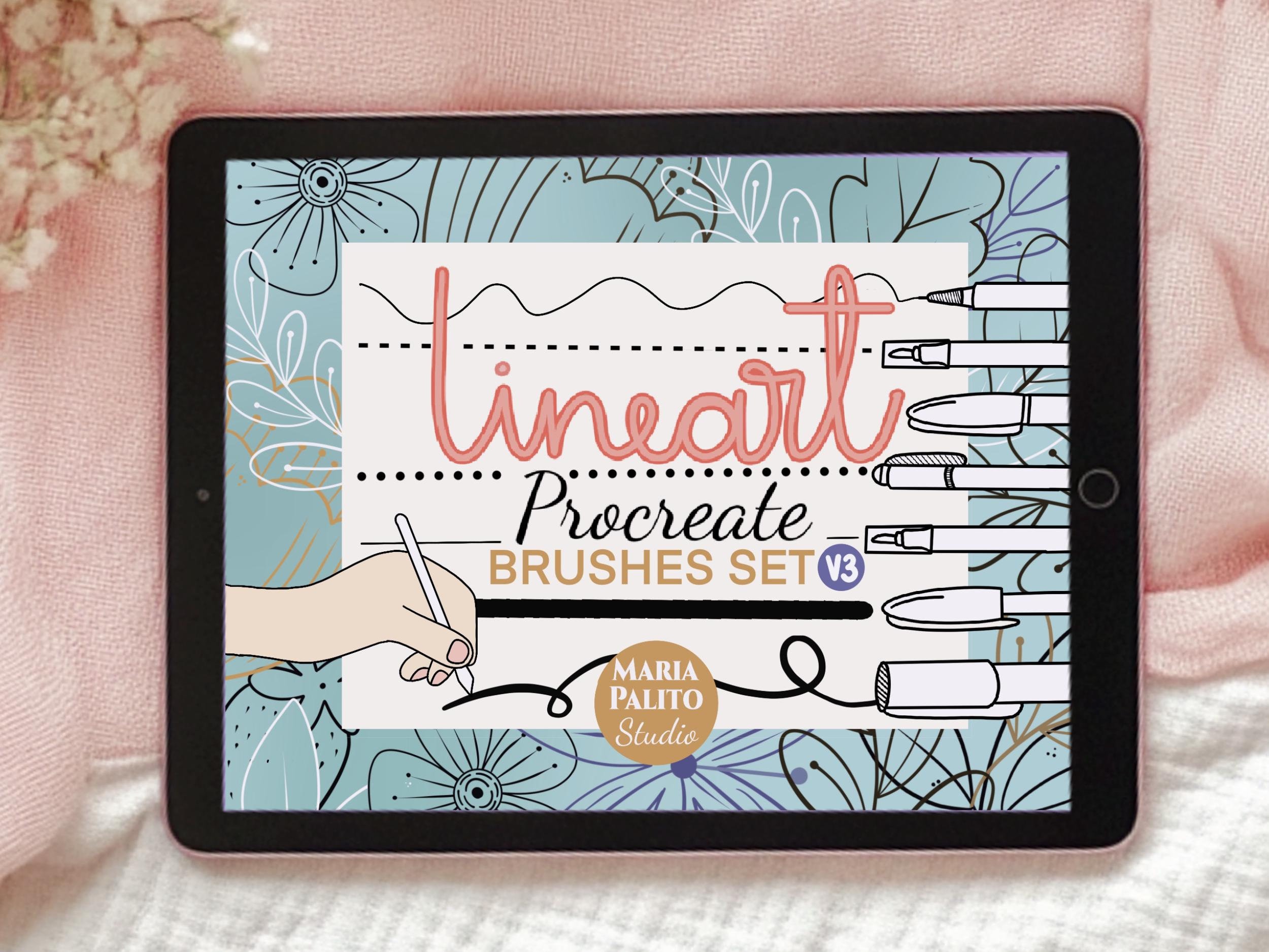 12 LINEART Procreate Brush Set iPad Brushes Ink Fineliners Monoline ...
