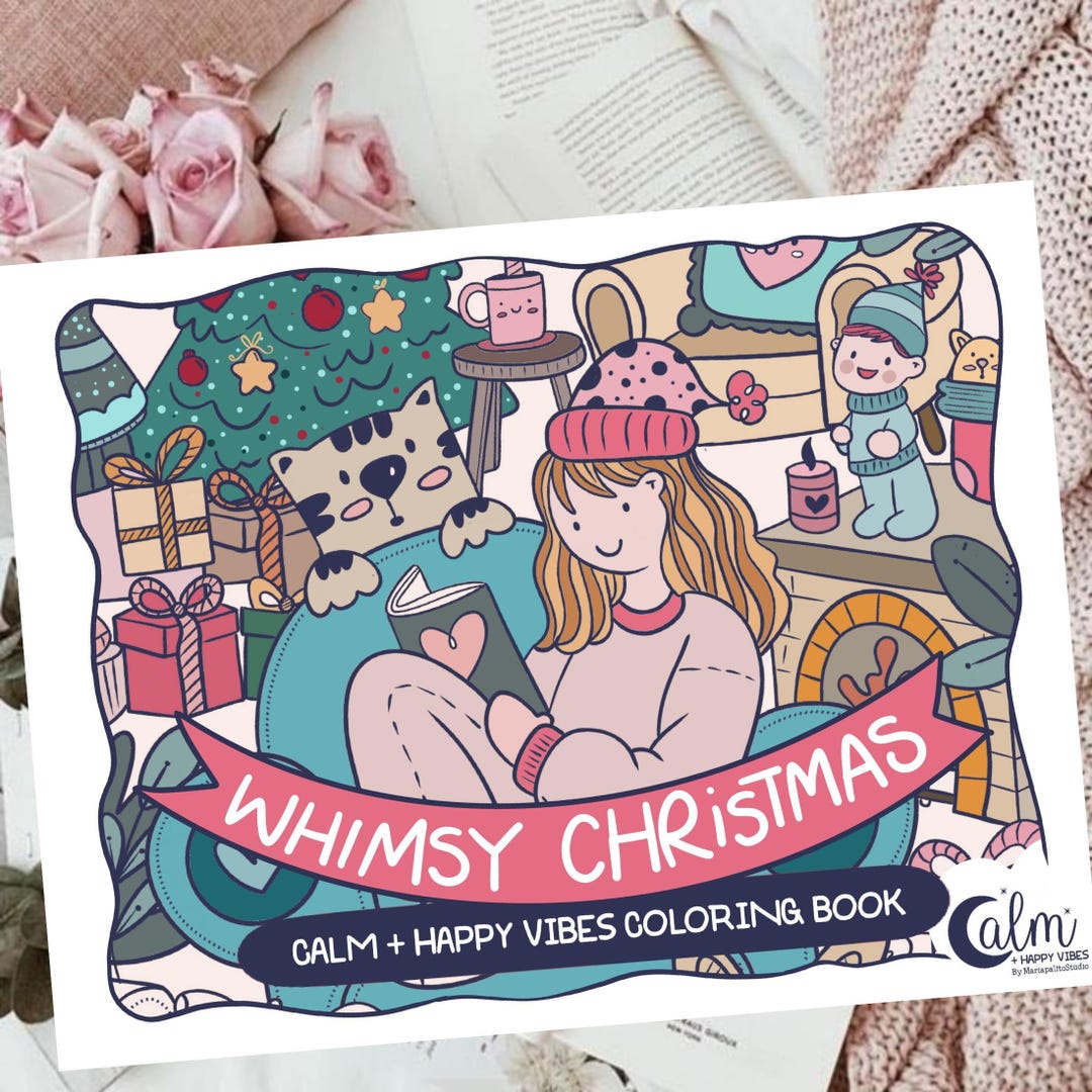 Hand-drawn Printable Chibi Christmas Coloring Book Whimsy Cozy Girl - Etsy