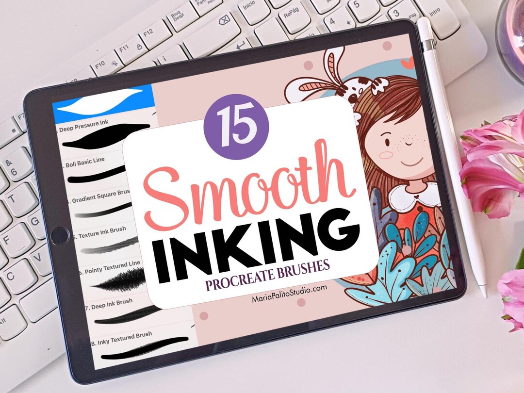 15 INKING Procreate Brushes Smooth Inking Lineart Outline Illustration ...