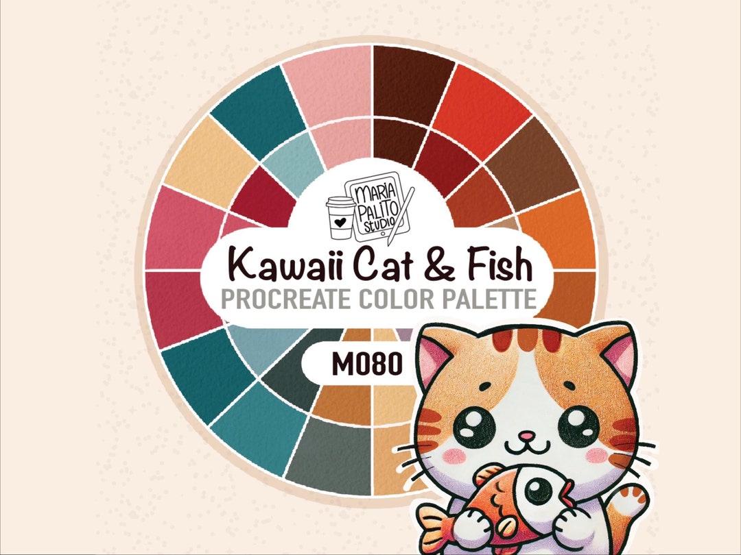 Procreate Color Palette "kawaii Cat & Fish" Premade Fall Colors for ...