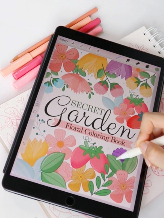 FLORAL Digital COLORING Book or Print use , Secret Garden Floral and ...