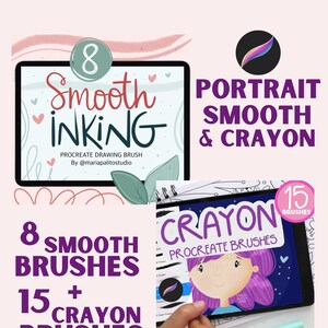 Procreate Inking and Crayon Set, Smooth Inking Brushes + Crayon Brushes for Texture and Digital ...