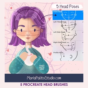 19 HEAD Procreate Cartoon Brushes, Character Drawing, Portrait Head ...
