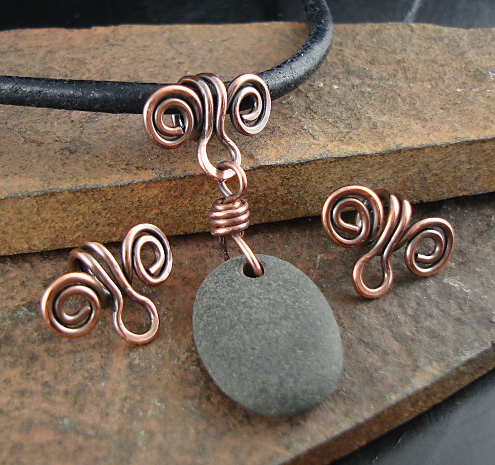 Solid Copper Bails Handmade Bail Made to Order Copper Swirl | Etsy