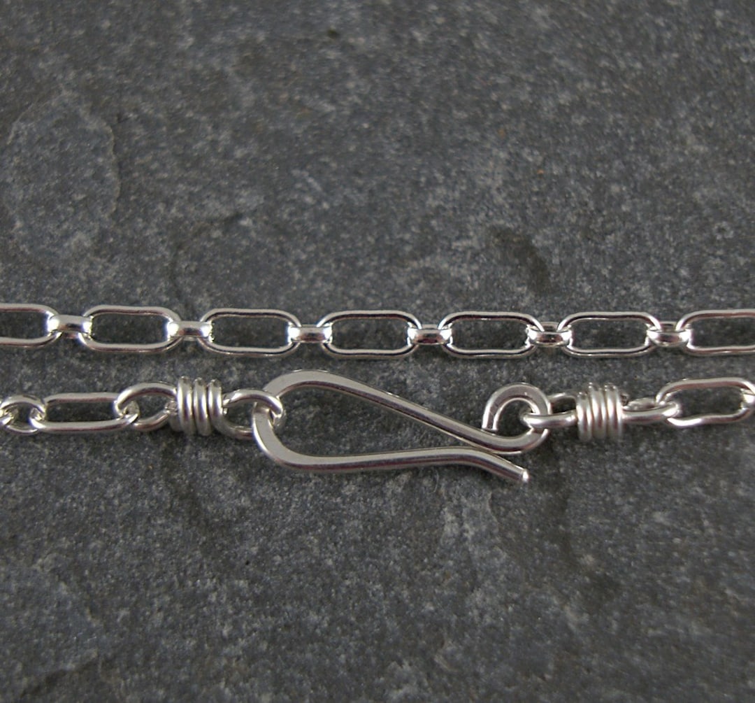 Sterling Silver Long and Short Necklace Chain, Handmade Hook and Clasp ...