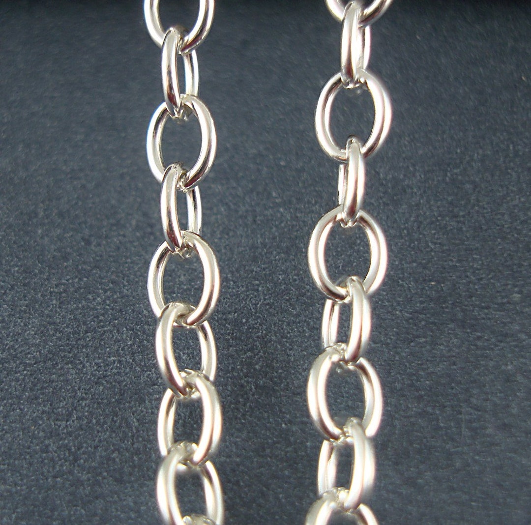 Sterling Silver Cable Chain, 4mm Cable Chain, Heavy Silver Chain ...