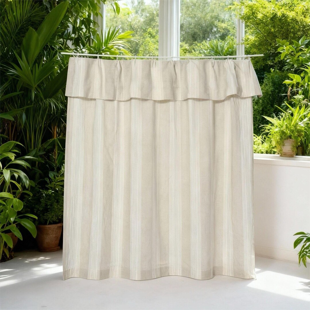 Custom Linen Striped Curtains – Flop Over Style | Linen Drapes – Custom ...