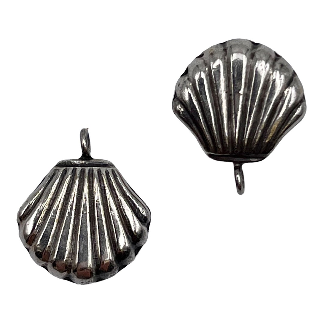 2 Sterling Silver Shell Charms CH-C - Etsy