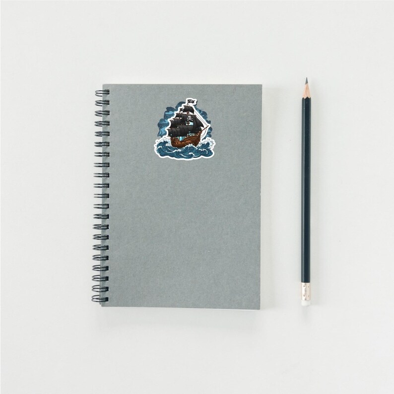 Pirate Ship Sticker - Cartoon Pirate Ship Decal - Ocean Storm Adventure ...