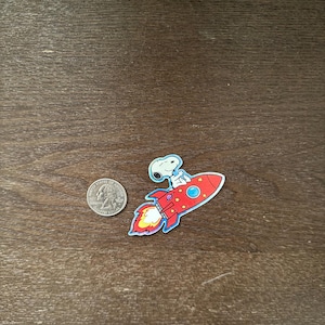 Snooop on Rocket Ship Sticker - Peanuts in Space Decal - Cute Cartoon ...