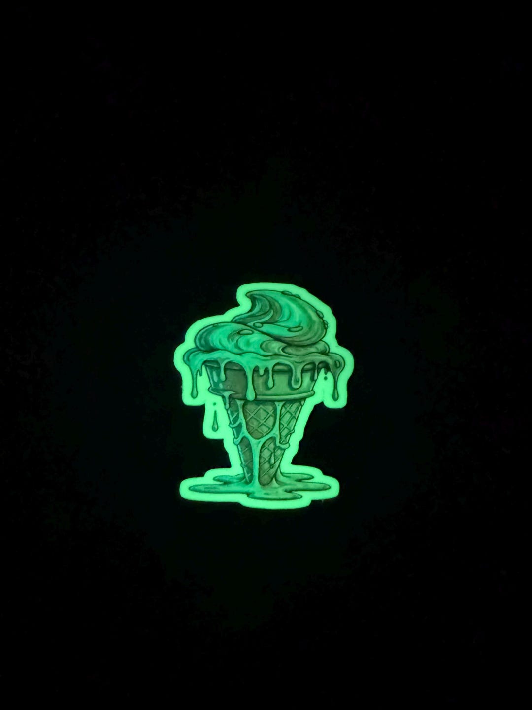 Glow in the Dark Melting Ice Cream Sticker | Psychedelic Dessert Decal ...