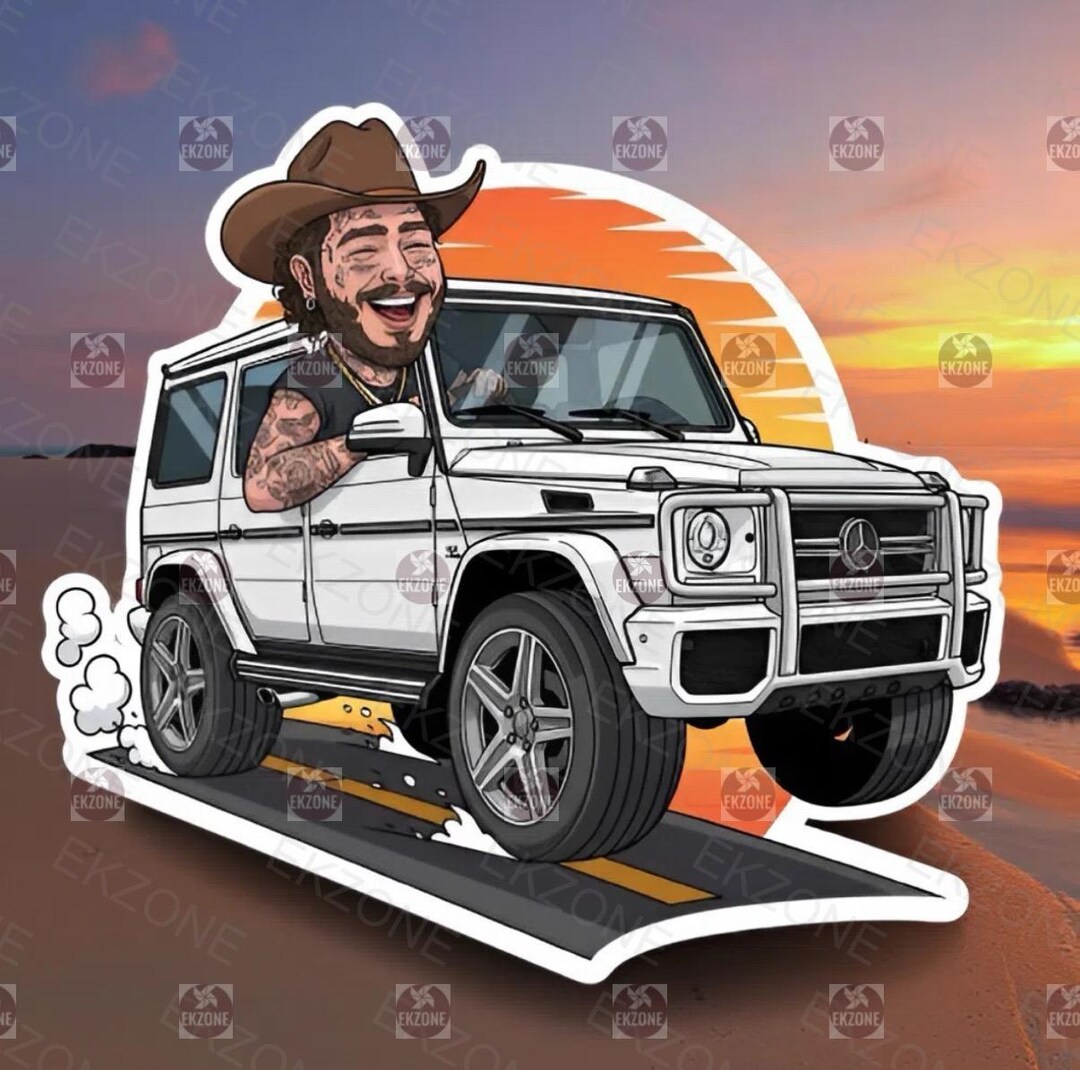 Post Malone Wagon Sticker | Cowboy Hat Posty Decal | Celebrity Fan Art ...