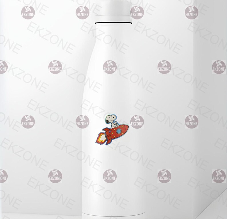 Snooop on Rocket Ship Sticker - Peanuts in Space Decal - Cute Cartoon ...