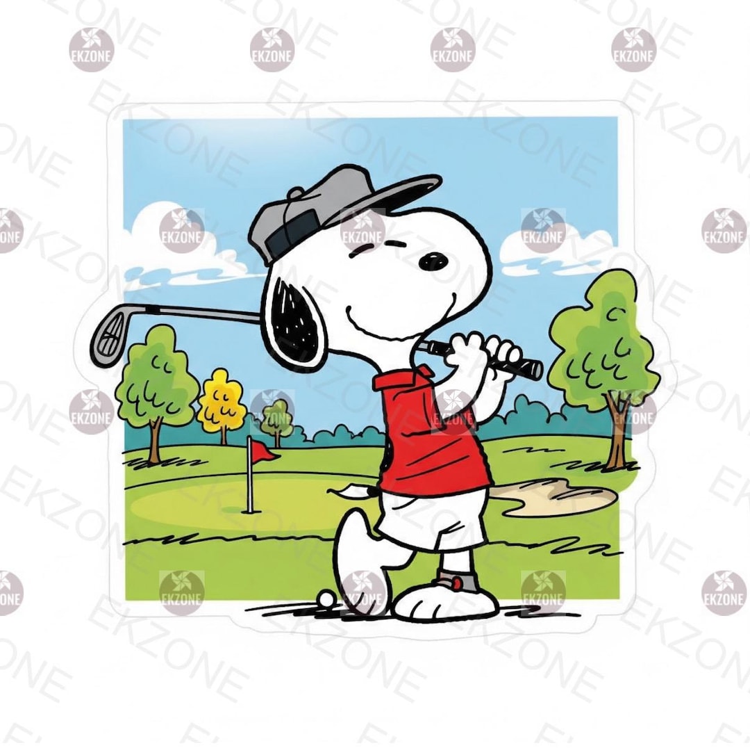 Snooop Golfing Sticker | Peanuts Golf Decal | Cute Golfer Dog Art ...