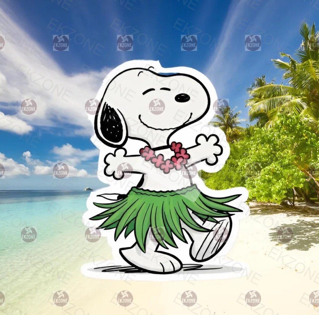 Snoopy Hula Dancing Sticker | Peanuts Hawaiian Decal | Aloha Beach Dog ...