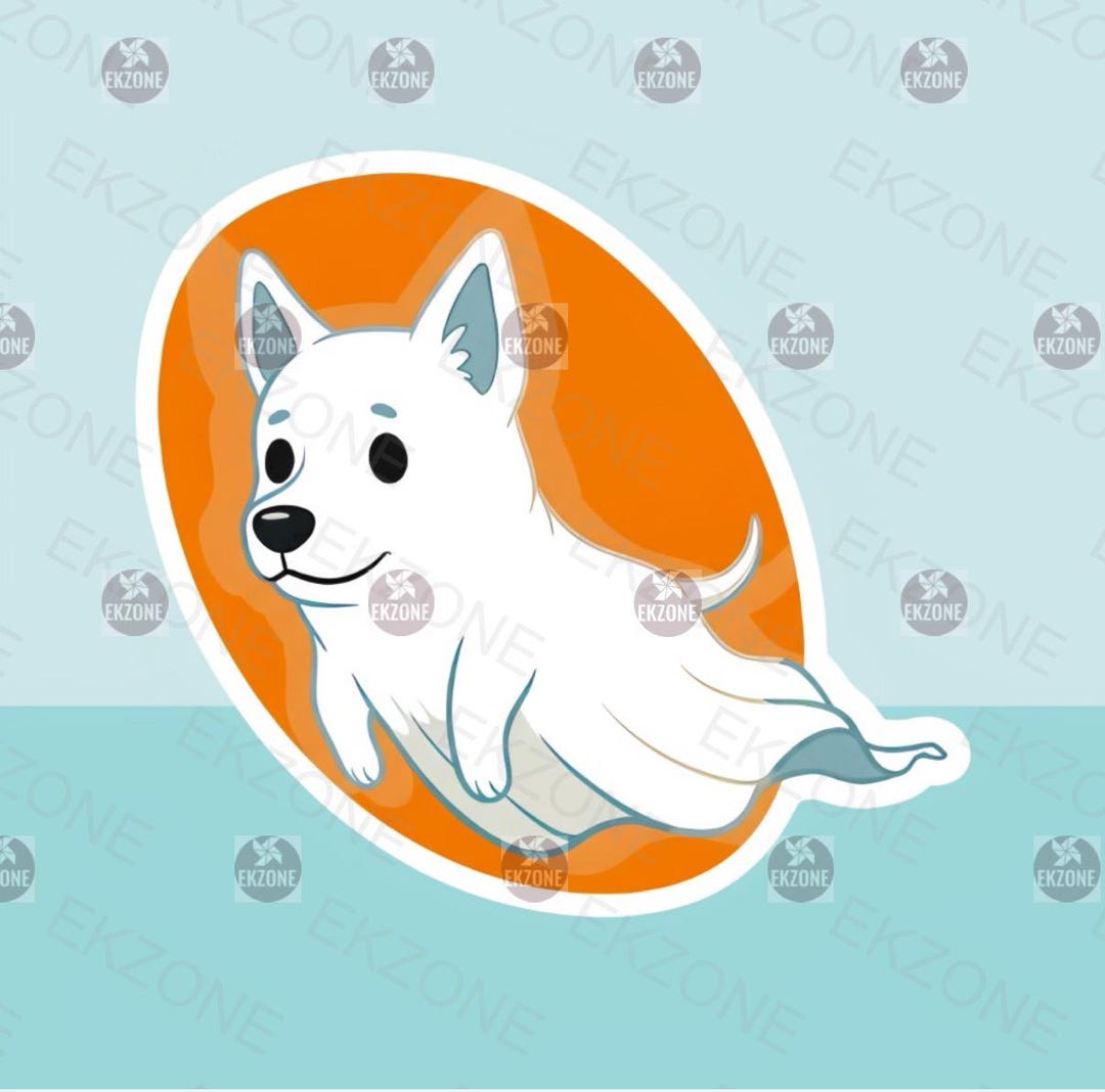 Cute Ghost Dog Sticker | Spooky Puppy Decal | Halloween Pet Art ...