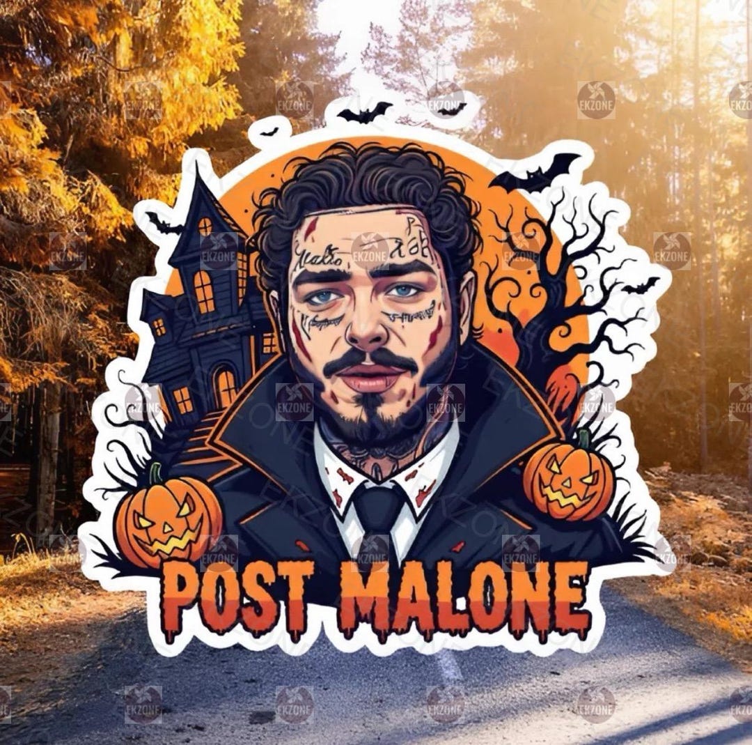 Post Malone Halloween Vampire Sticker | Spooky Posty Decal | Haunted ...