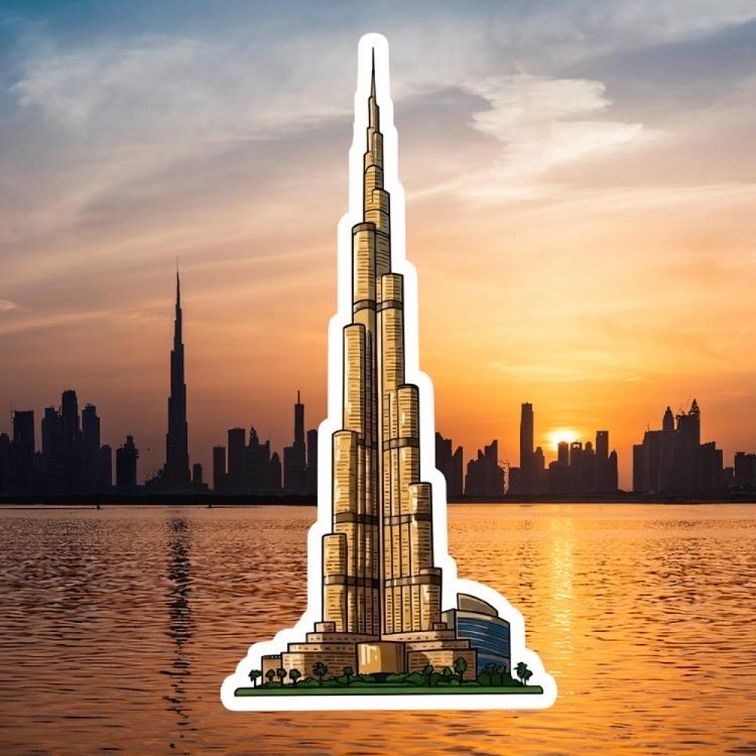 Burj Khalifa Sticker - Dubai UAE Landmark Decal - Dubai Sticker - Burj ...