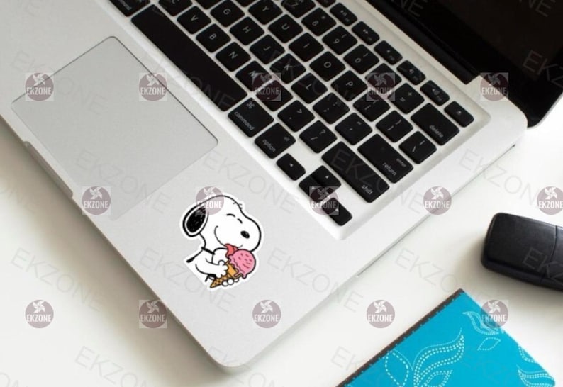 Snoopy Eating Ice Cream Sticker | Peanuts Summer Treat Decal | Cute ...