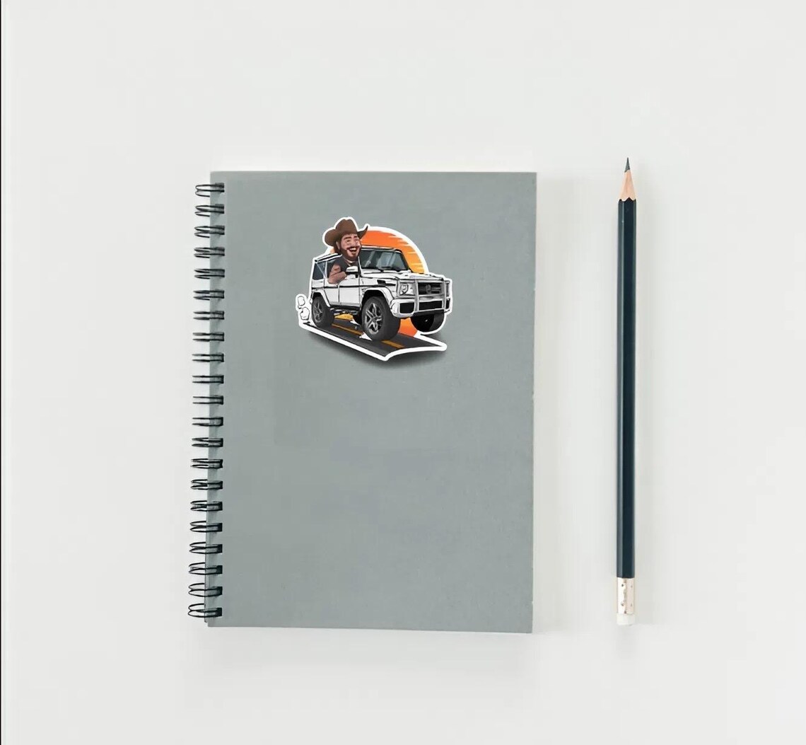 Post Malone Wagon Sticker | Cowboy Hat Posty Decal | Celebrity Fan Art ...