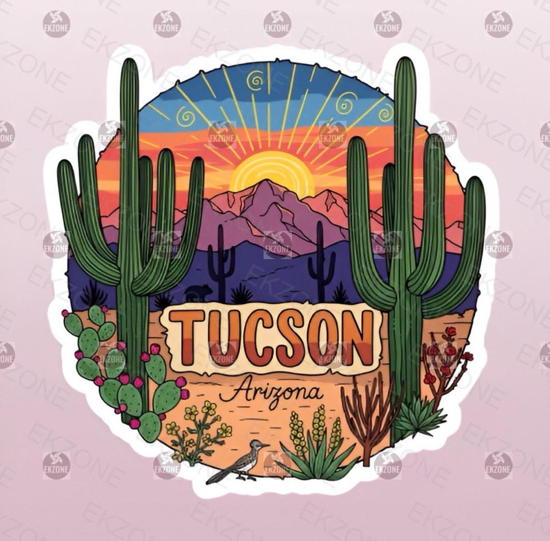 TUCSON Arizona Desert Sticker | Cactus Sunset Decal | Southwestern ...