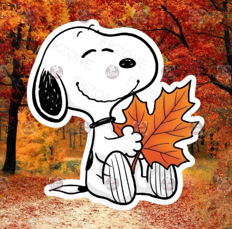 Snooop Fall Leaf Sticker | Peanuts Autumn Decal | Cozy Vibes Art ...